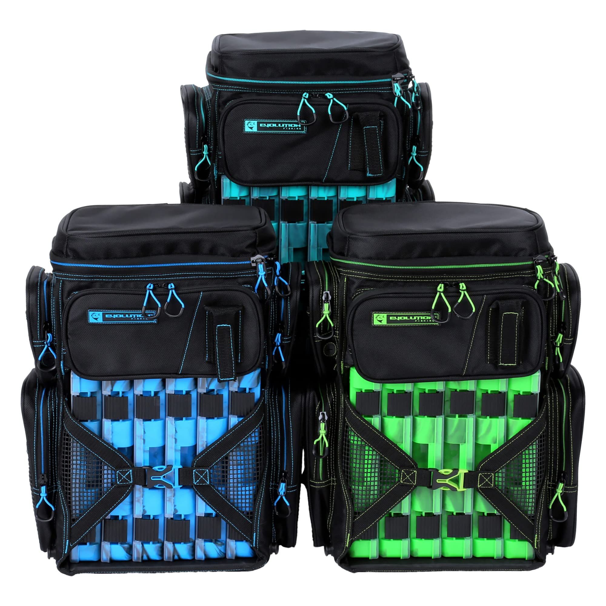 Evolution Fishing Drift Series Tackle Backpack – Seafoam, 3600 Size, Outdoor Rucksack w/ 6 Fishing Tackle Trays, Built In Rain Fly, Heavy Duty Fishing Backpack, Tackle Carrying Case