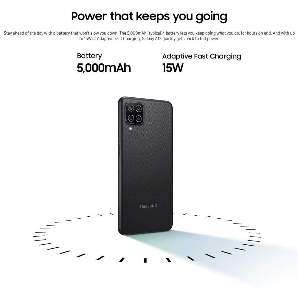 Samsung Galaxy A12 (32GB, 3GB) 6.5" HD+, Android 11, 5000mAh Battery, 4G Volte T-Mobile Unlocked A125U (w/ 64GB SD, Black)