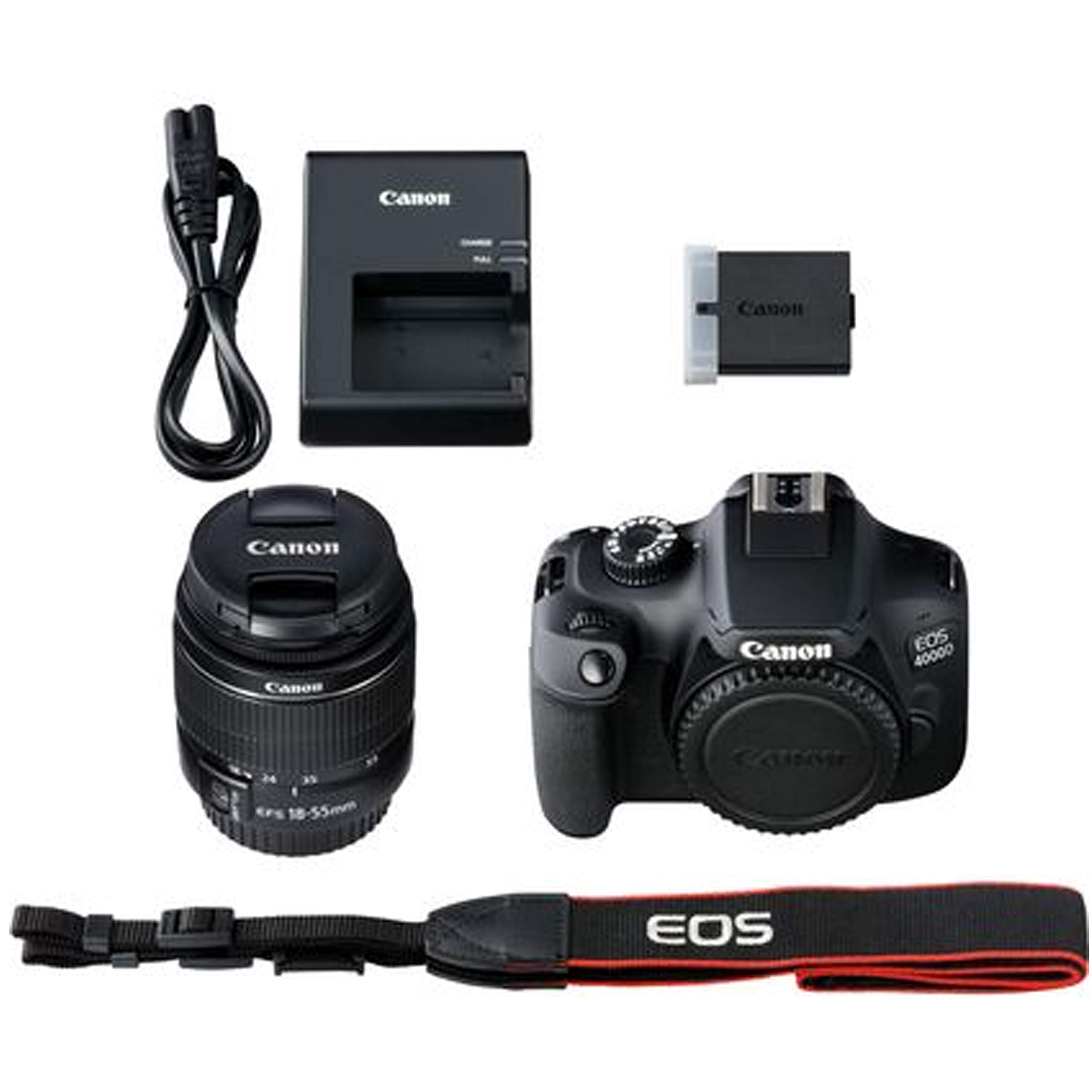 Canon EOS 4000D (Rebel T100) DSLR Camera w/EF-S 18-55mm F/3.5-5.6 Zoom Lens + 128GB Memory + Case + Tripod + Filters (28pc Bundle)