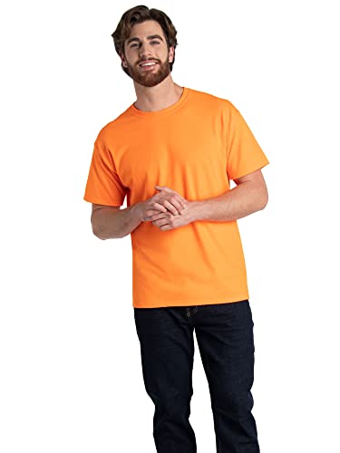Fruit Of The Loom Mens Eversoft Cotton Shirts, Breathable & Moisture Wicking With Odor Control, Sizes S-4x, Crew - 2 Pack - Safety Orange, X-Large US