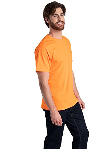 Fruit Of The Loom Mens Eversoft Cotton Shirts, Breathable & Moisture Wicking With Odor Control, Sizes S-4x, Crew - 2 Pack - Safety Orange, X-Large US