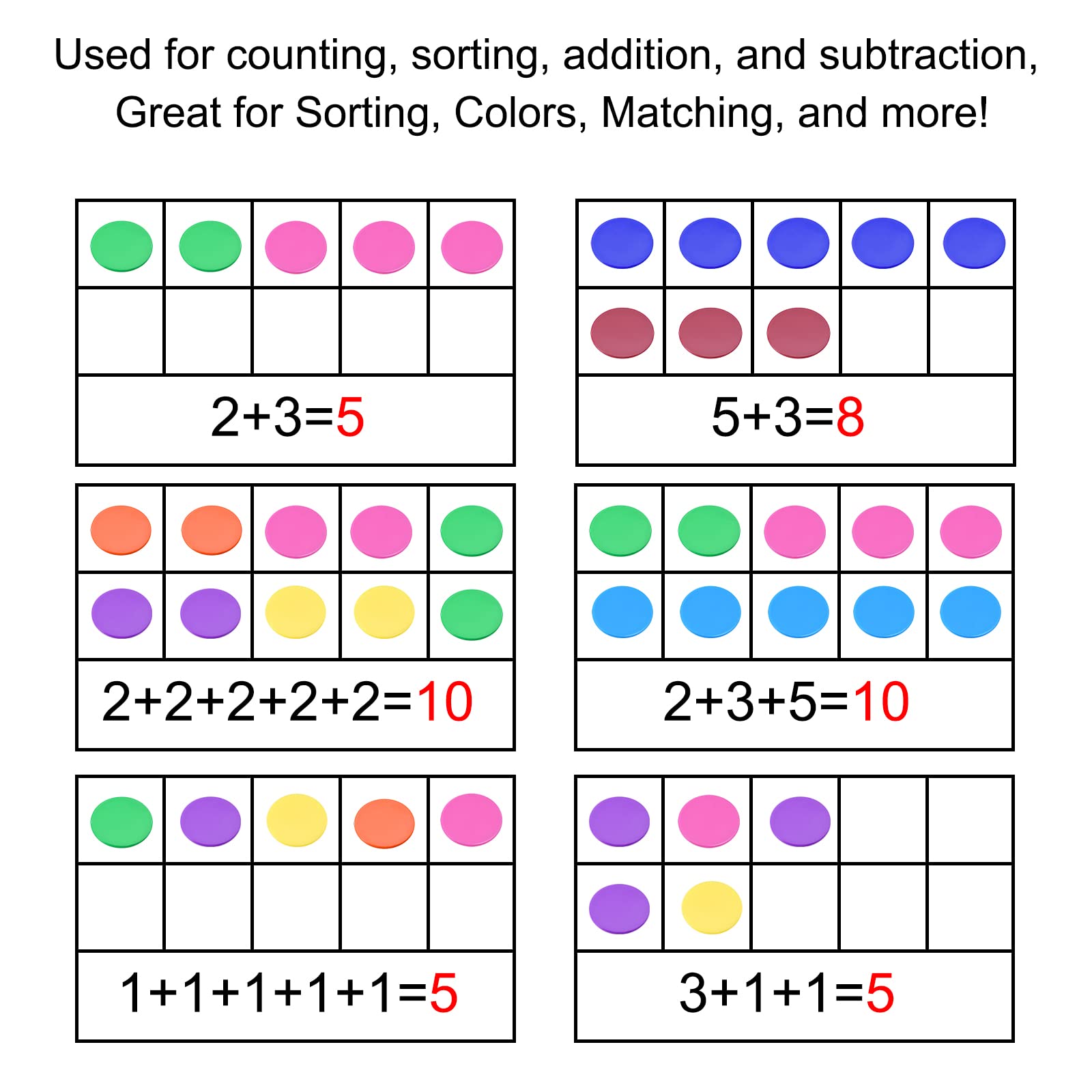 MECCANIXITY Small Plastic Learning Counters Disks Chip Bingo Chip Counting Discs Markers 24mm/0.94 Inch for Math Practice Red, Pack of 50