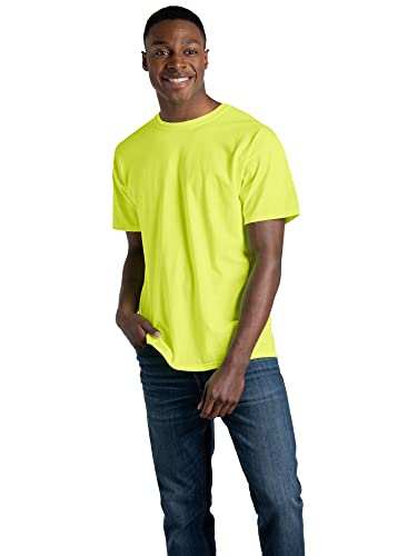 Fruit of the Loom Men's Eversoft Cotton T-Shirts (S-4XL), Crew-2 Pack-Safety Green, Medium