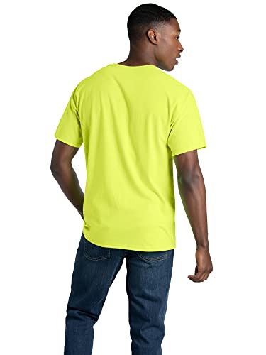 Fruit of the Loom Men's Eversoft Cotton T-Shirts (S-4XL), Crew-2 Pack-Safety Green, Medium