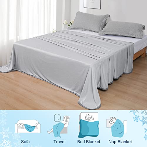 PHF Arc-Chill Cooling Blanket for Hot Sleepers, Queen Size, Absorbs Body Heat to Keep Cool for Night Sweats, Summer Blanket, 90x90 inches, Light Grey