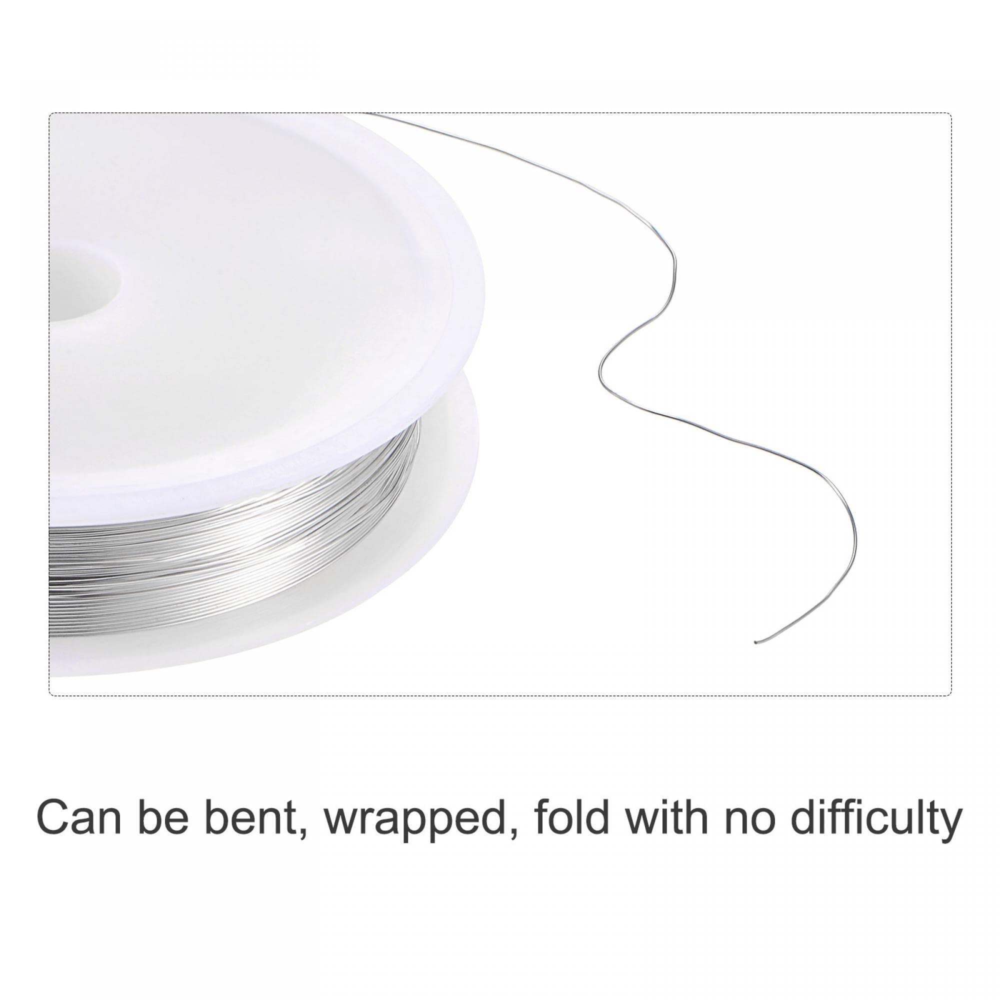 uxcell 28 Gauge Copper Wire 0.3mm Dia Silver Tone Resistant Beading Wires Pendant Making Art Craft DIY Weaving 15M, 1 Roll
