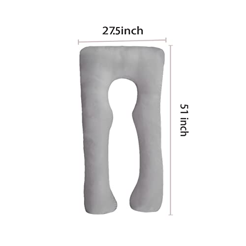 U Shaped Maternity Pillow, Maternity Full Body Pillow, Back, Leg and Abdominal Support, Maternity Sleeping Pillow, Side Sleeping Pillow with Separate Pillowcase for Easy Cleaning (grey)