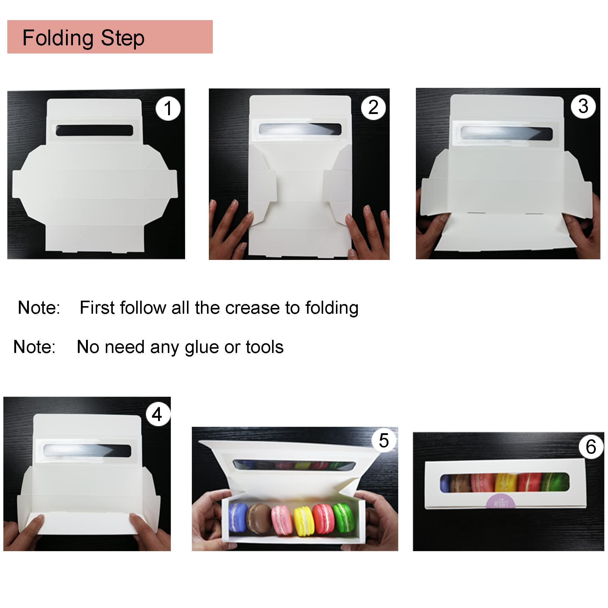 wraphay 30 Pack Macaron Boxes with Window White Pastry Packaging Container for 6 Bakery French Cocoa Truffle Wedding Gift Dessert Cookies Treat Delivery Box