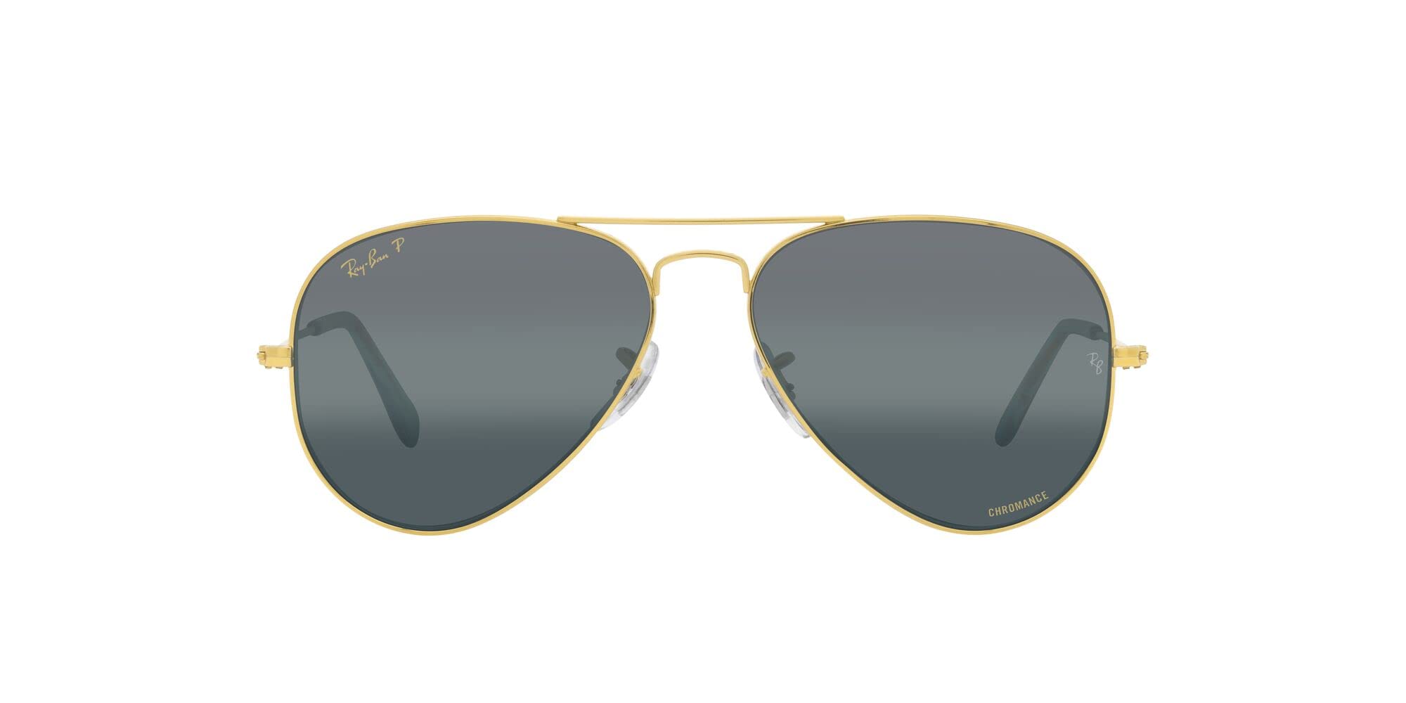 Ray-Ban RB3025 Classic Aviator Sunglasses, Legend Gold/Polarized Clear Gradient Dark Blue, 58 mm