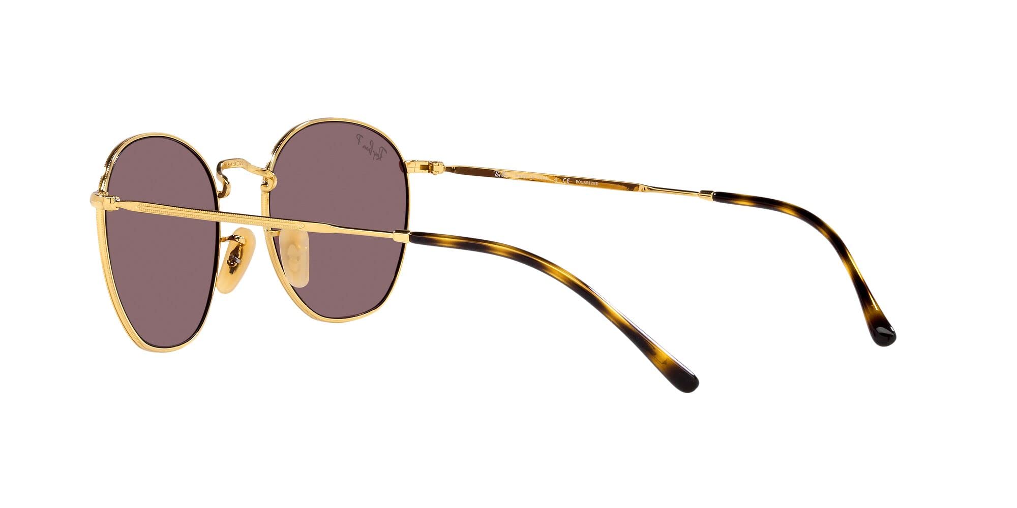 Ray-Ban RB3772 Rob Round Sunglasses, Gold/Dark Violet Polarized, 54 mm