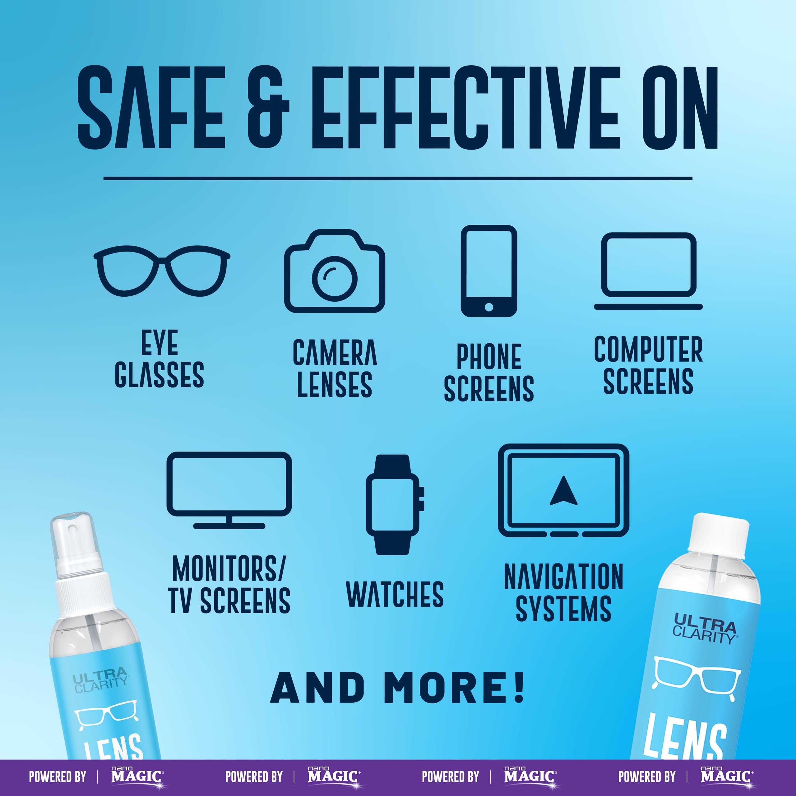 Ultra Clarity Powered by Nano Magic Eyeglass Lens Cleaning Spray 22oz Value Pack | 2 2oz Sprays, 6oz Spray, 2 6oz Refills, 5 Microfiber Cloths | Ideal for Glasses, Phone, Screens, Coated Surfaces