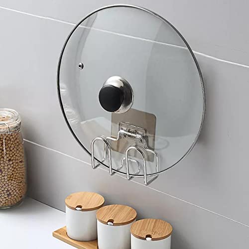 WNPXQNT 2 Pcs Wall Mounted Pot Lid Holder, Stainless Steel Cutting Board Holder, Pot Lid Rack Rest Stand, Lid Organizer Pot Hangers for Kitchen,Bathroom, Cabinets