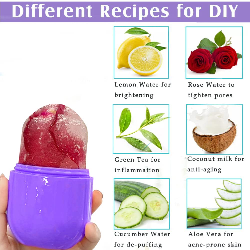 Purple Mini Beauty Face Ice Roller - Reusable Silicone Mold for Eye, Neck & Face Skin Care