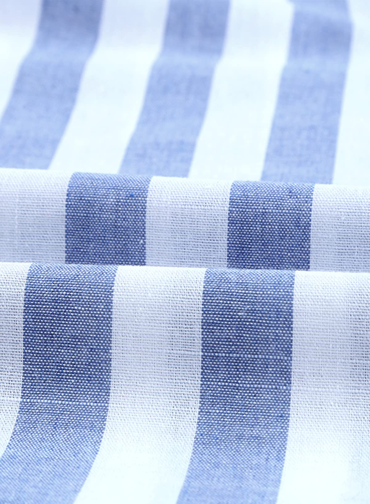 JMIERR Mens Casual Cotton Linen Shirts Button Down Long Sleeve Striped Beach Resort Shirts for Men,US 38(S),0Sky Blue