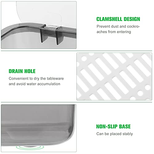 Cabilock Utensil Organizers Drawer Utensil Holder for Countertop with Lid, Silverware Tray for Drawer, Chopsticks Holders Flatware Cutlery Trays Chopsticks Drain Storage Box