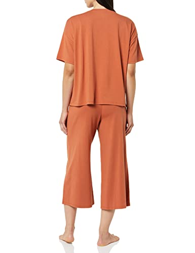 Amazon Essentials Women's Knit Jersey Pajama Set, Terracotta, X-Small