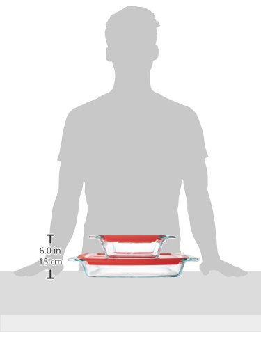 Pyrex Easy Grab 4-Piece Glass Baking Dish Set with Lids, 3-Qt & 2-Qt Glass Bakeware Set, Non-Toxic, BPA-Free Lids, Tempered Glass Bakeware Set
