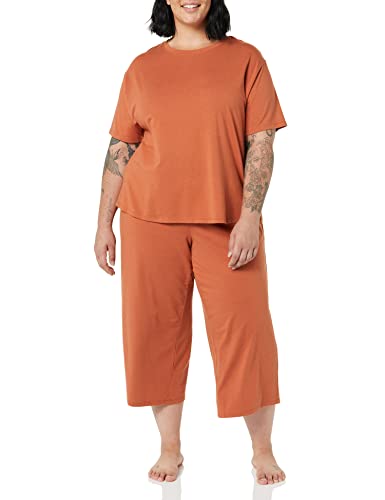 Amazon Essentials Women's Knit Jersey Pajama Set, Terracotta, X-Small