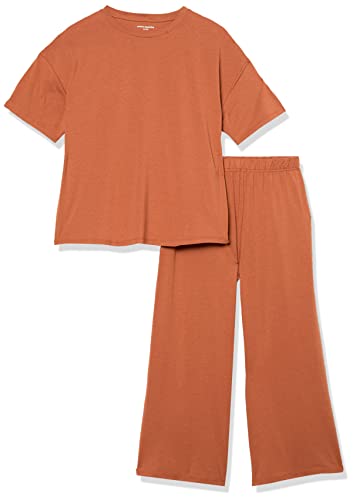 Amazon Essentials Women's Knit Jersey Pajama Set, Terracotta, X-Small