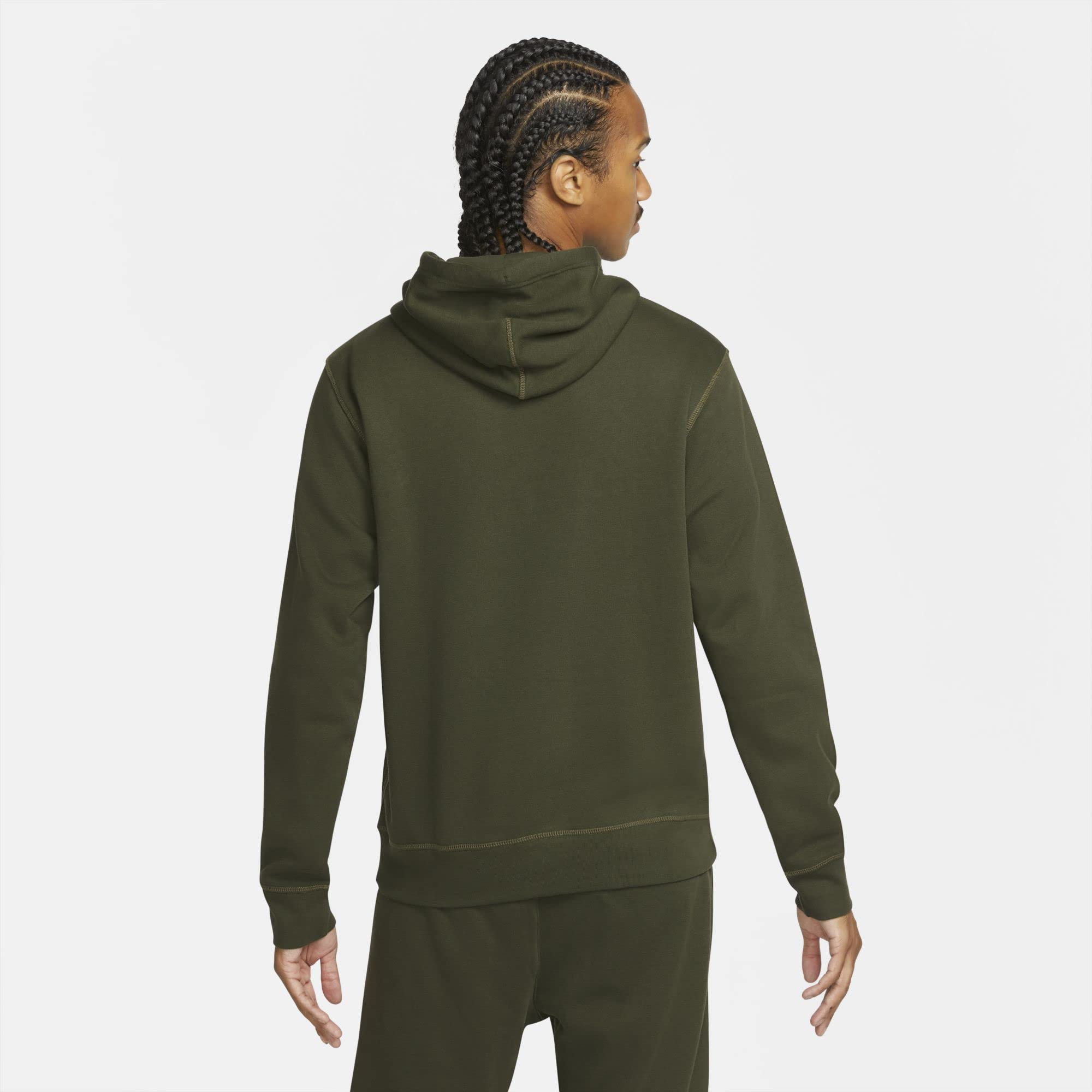 Nike Men Sportswear Just Do It Fleece Hoodie (Large, Sequoia/Medium Olive)