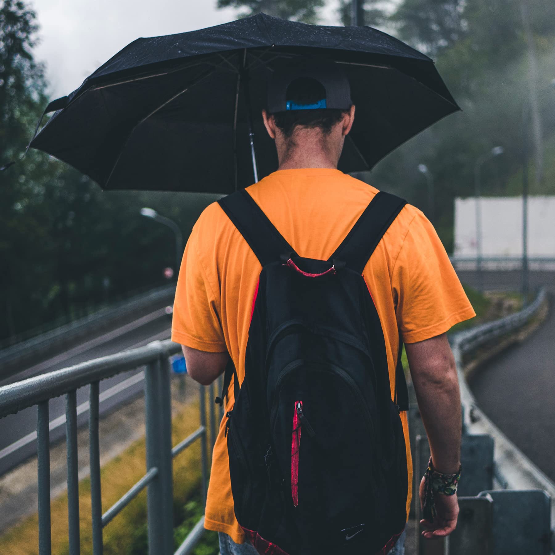 ANTI-REBOUND Travel Umbrella Windproof Compact Collapsible Light, Automatic, Strong and Portable, Wind Resistant, Folding Small Umbrella for Rain Black & Black