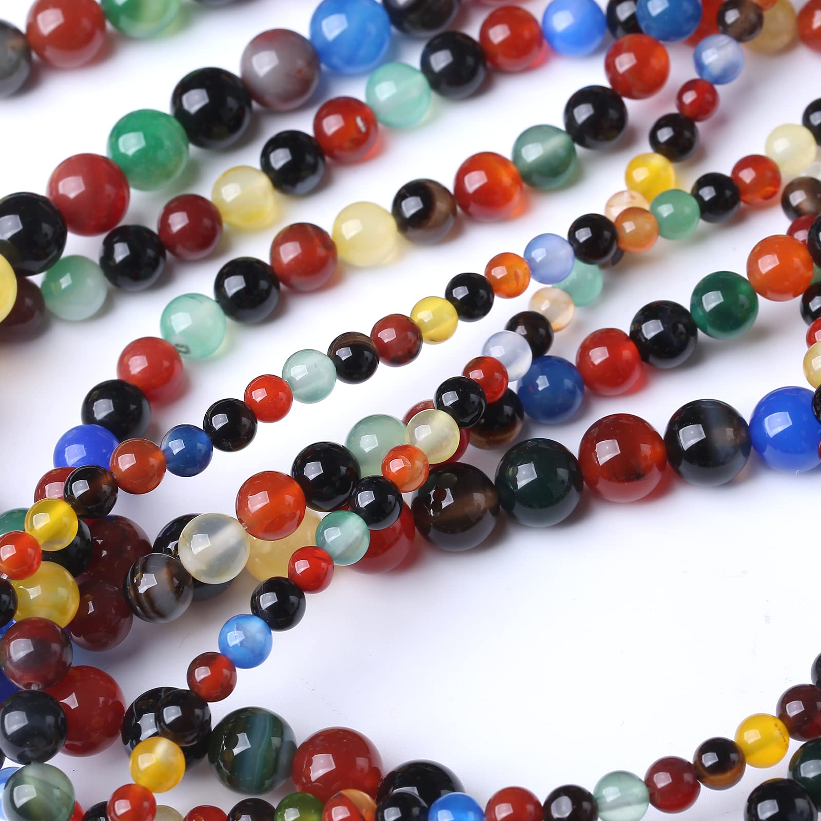 36PCS 10MM Natural Colorful Agate Stone Beads Energy Healing Beads for DIY Jewelry Bracelet Necklace Making for Jewelry Making15Inch
