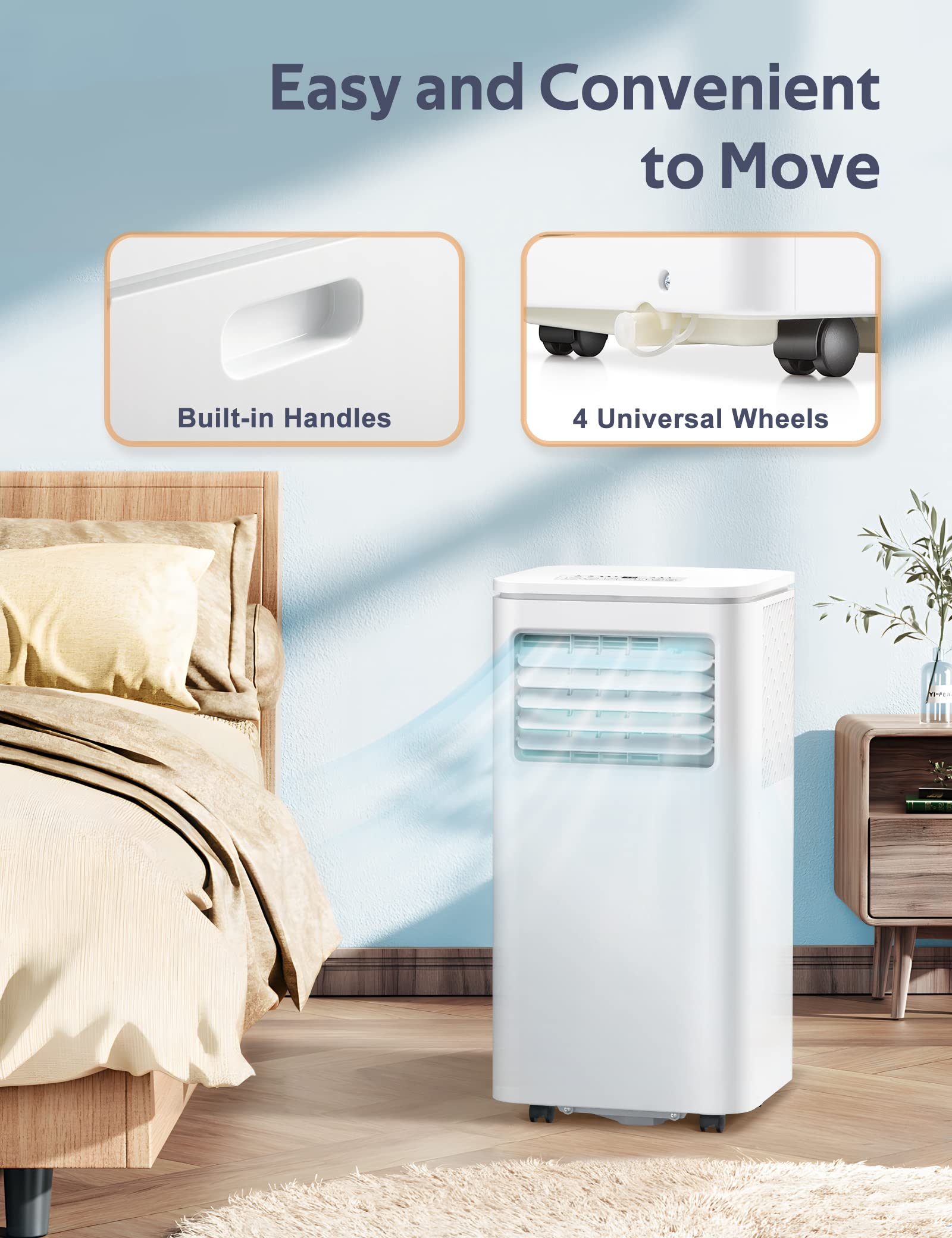 ZAFRO 8,000 BTU Portable Air Conditioners, Air Conditioners for Room up to 350 Sq.ft, Portable AC Unit with Remote/Digital Display/24Hrs Timer/Installation Kits for Home/Office/Dorms, White