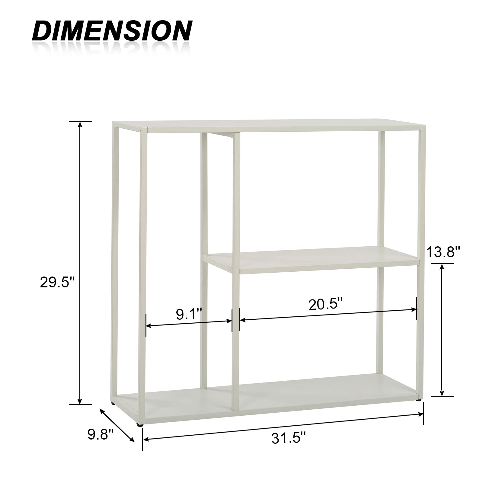 HDANI Console Table, Narrow Entryway Table, 3 Tier Metal Hallway Table, 9.8''Dx31.5''Wx29.7''H(White)
