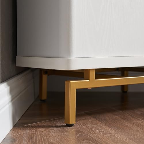 Home Source 68" Liquor Cabinet with Half Moon Handles and Metal Base, Ideal for Bars & Wine Cabinets and Kitchen Storage Cabinets, Wine Bar Cabinet with Storage for Kitchen,Dining Room,White