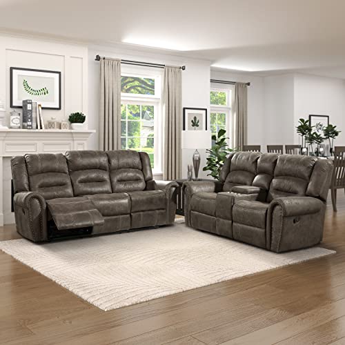 Lexicon Shay Double Glider Manual Reclining Loveseat, Brown