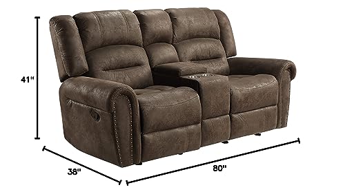 Lexicon Shay Double Glider Manual Reclining Loveseat, Brown