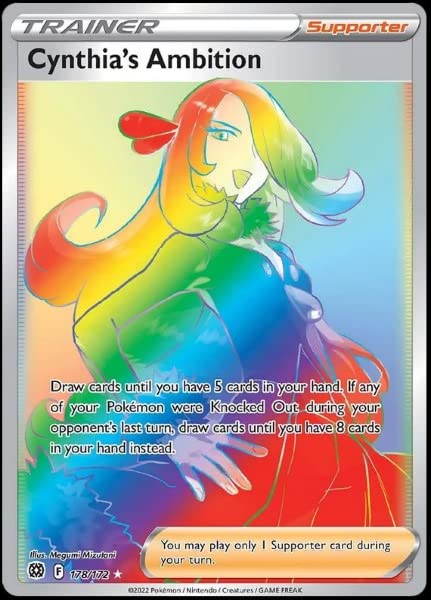 Cynthia's Ambition - 178/172 Brilliant Stars - Secret Rare Pokemon Card - Rainbow Foil