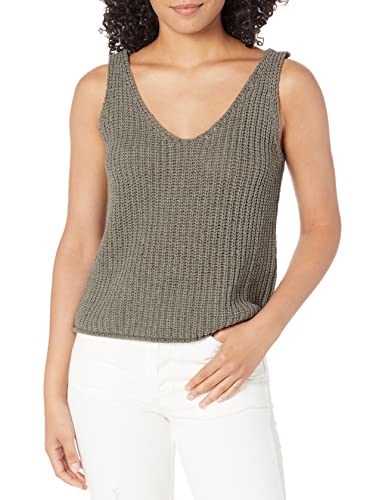 Velvet by Graham & Spencer womens Carissa Tape Yarn Deep V-neck Tank Shirt, Moss, X-Small US