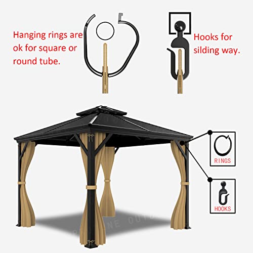PROTUNE OUTDOORS 12-ft x 12-ft Gazebo Curtains,Privacy Sidewall Set 4-Panel Universal Replacement Shade Curtains Set,Protecting Side Walls (Only Curtain)-Khaki