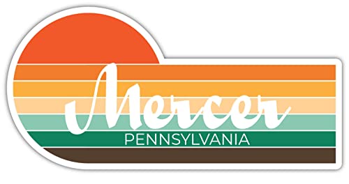 Mercer Pennsylvania 4 x 2.25 Inch Fridge Magnet Retro Vintage Sunset City 70s Aesthetic Design
