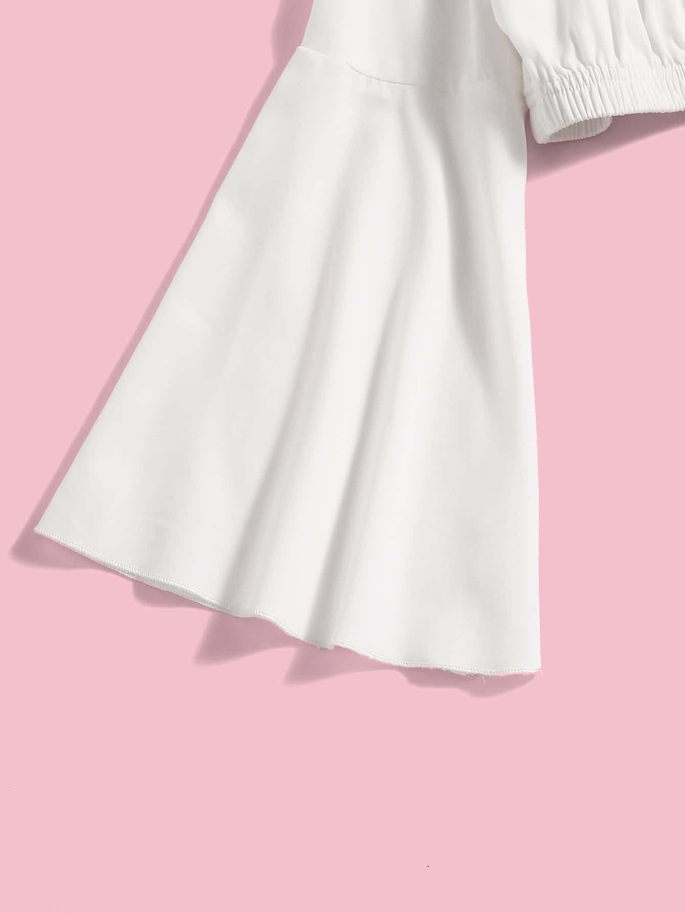 Floerns Girls Off The Shoulder Flounce Long Sleeve Ruched Blouse Crop Tops White 8 Years