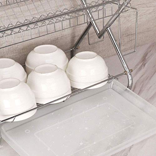 SDGH Drain Dish Rack - Double Rack Storage Shelf Dishware Kitchen Rack