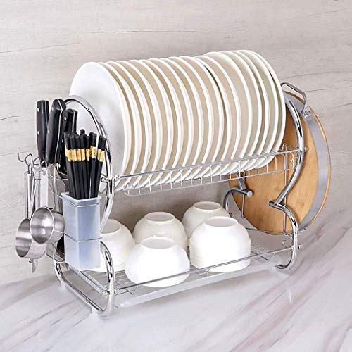 SDGH Drain Dish Rack - Double Rack Storage Shelf Dishware Kitchen Rack