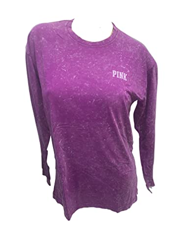 Pink Campus Tee Long Sleeve Crew Neck Color Virtual Violet Seal Logo New (X-Large)