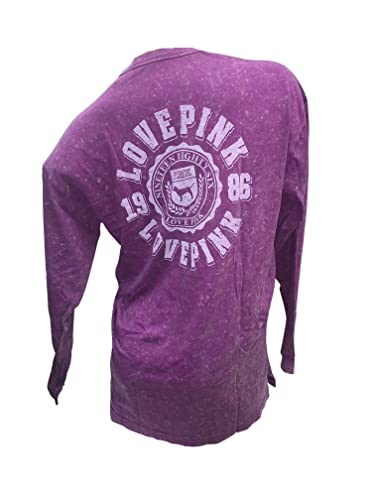 Pink Campus Tee Long Sleeve Crew Neck Color Virtual Violet Seal Logo New (X-Large)