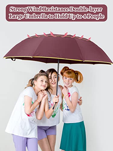 Kalolary 62 Inch Golf Umbrella Extra Large Folding Umbrella Rainproof Compact Umbrella Oversize Double Canopy Vented Waterproof Stick Travel Umbrellas for Women & Men Family Home Use (Red)
