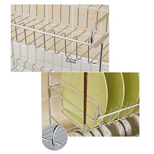 SDGH Stainless Steel Dish Rack - Double Dish Rack Kitchen Rack Storage 41.3x28.7x35cm(LxWxH)