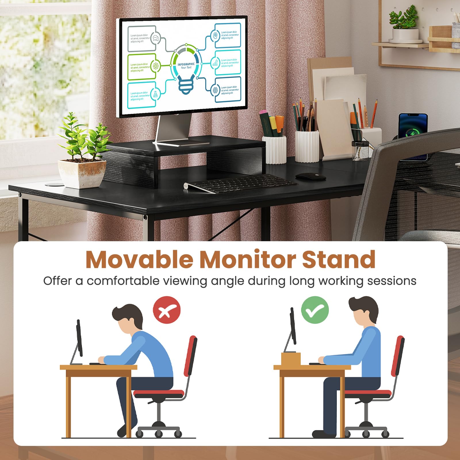 Tangkula L-Shaped Computer Desk with Power Outlets, 95” Long 2-Person Desk with Monitor Shelf, Modern Corner Desk Gaming Table with USB Ports for Home Office