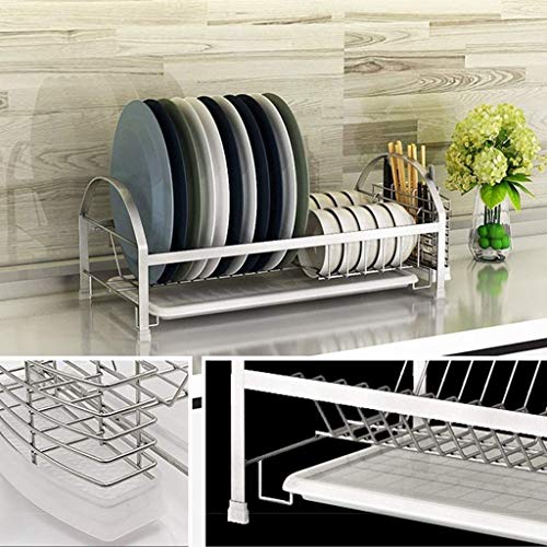 SDGH Stainless Steel Dish Rack - Kitchen Countertop Storage Dishes Drain Rack 55x26.5x19.7cm(LxWxH)