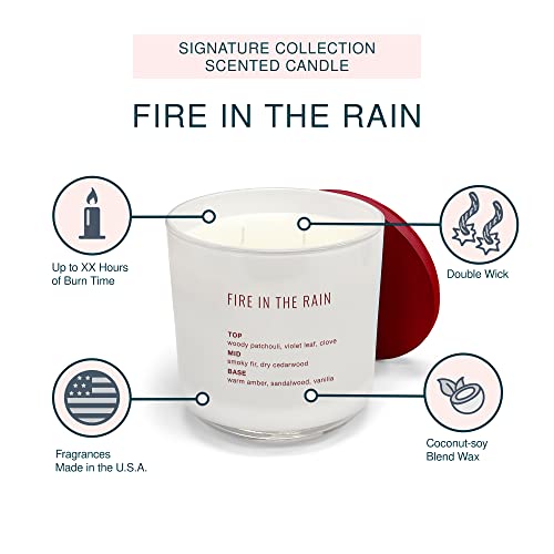 Studio Oh! Scented Candle with Essential Oils and Fragrance-Infused Coconut-Soy Blend Wax - Burns up to 40 Hours - Comes in a Jar - Non Toxic - Signature Collection Candle - Fire in The Rain