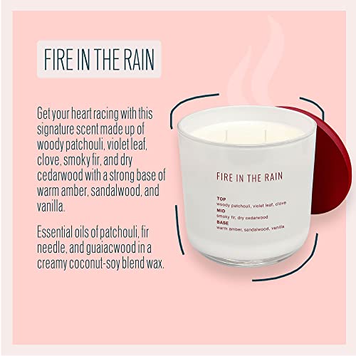 Studio Oh! Scented Candle with Essential Oils and Fragrance-Infused Coconut-Soy Blend Wax - Burns up to 40 Hours - Comes in a Jar - Non Toxic - Signature Collection Candle - Fire in The Rain