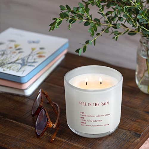 Studio Oh! Scented Candle with Essential Oils and Fragrance-Infused Coconut-Soy Blend Wax - Burns up to 40 Hours - Comes in a Jar - Non Toxic - Signature Collection Candle - Fire in The Rain