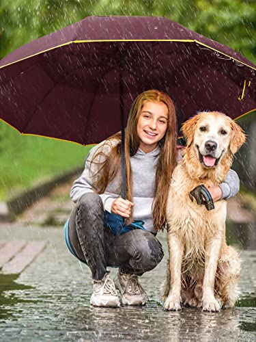 Kalolary 62 Inch Golf Umbrella Extra Large Folding Umbrella Rainproof Compact Umbrella Oversize Double Canopy Vented Waterproof Stick Travel Umbrellas for Women & Men Family Home Use (Red)