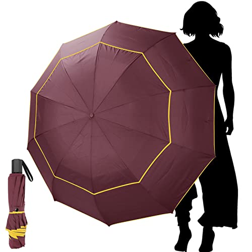 Kalolary 62 Inch Golf Umbrella Extra Large Folding Umbrella Rainproof Compact Umbrella Oversize Double Canopy Vented Waterproof Stick Travel Umbrellas for Women & Men Family Home Use (Red)