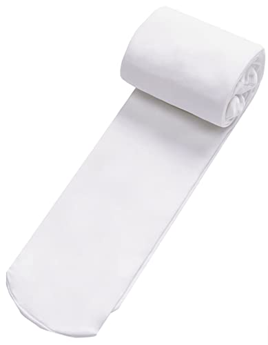 MdnMd Soft Girls Toddler Ballet Dance Tights Footed Ballet Legging Stocking Pantyhose 1 Pairs (White, Child Age 2-4)
